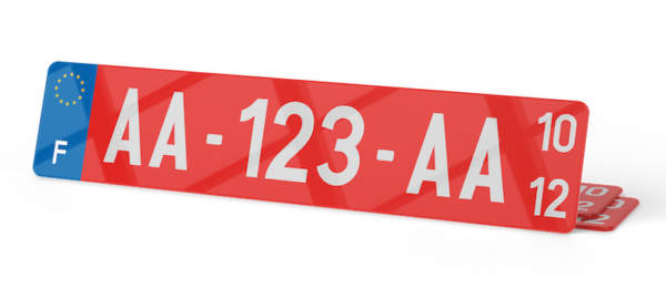 Plaque immatriculation Transit rouge AUTO - 520x110 | Mesplaques.fr